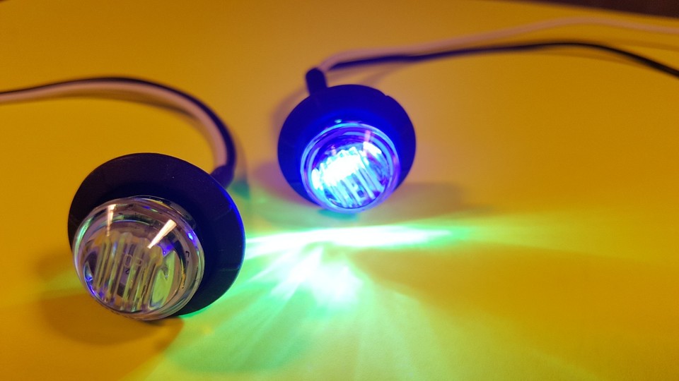 2 PACK Premium Quality BLUE LED Marker Light - 12v DC - with runner ...