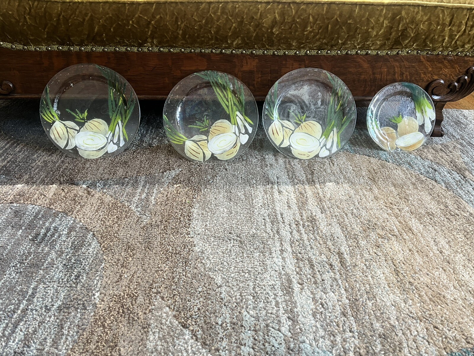 Vintage Saint Luke Victor Palumbo Fused Art Glass Plates, Onions, 8 1/2 ...