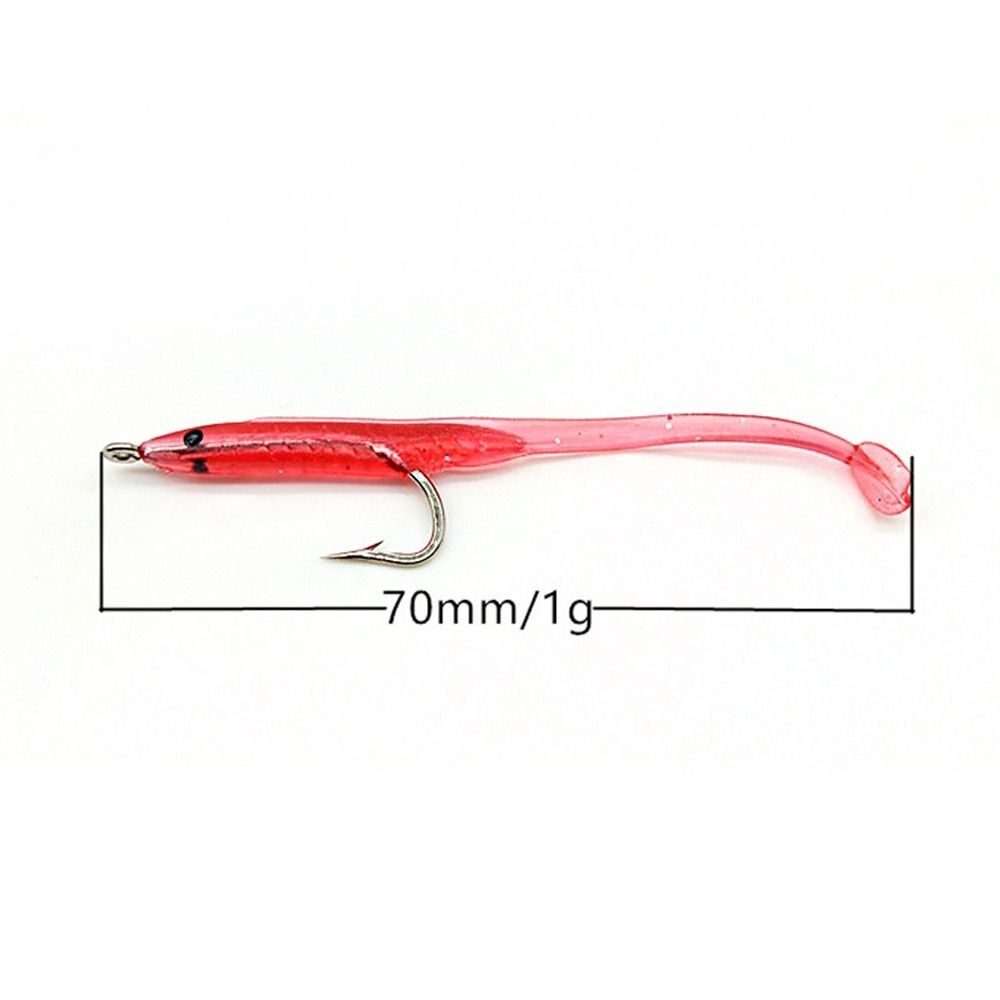 Luminous Worm Barbed Hook Fish Eel Lure Artificial Soft Bait Lead Jig ...