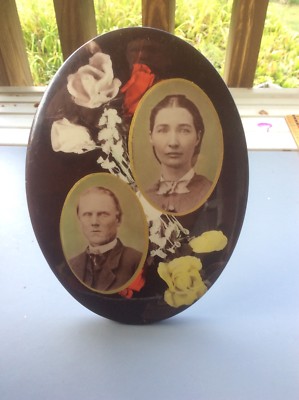 Antique Funeral Mourning Portrait On Stand With Funeral Florals Pattern ...