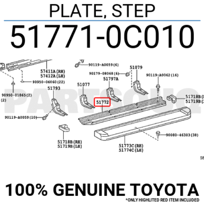 517710C010 Genuine Toyota PLATE, STEP 51771-0C010 | eBay