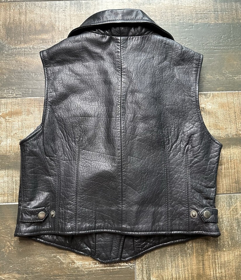 Highway One Leather Biker Vest M Black Motorcycle Riding Harley ...