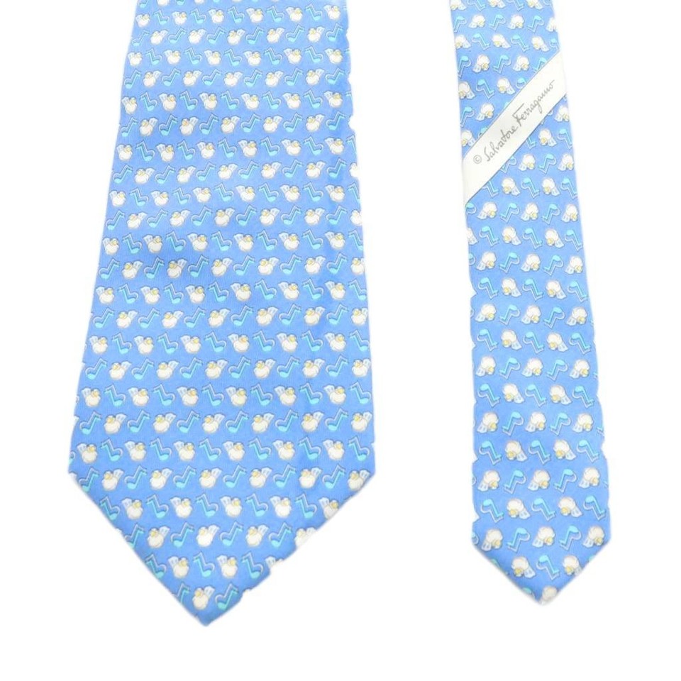 USED Tie Salvatore Ferragamo Regular Tie Necktie All Over Pattern Bird ...