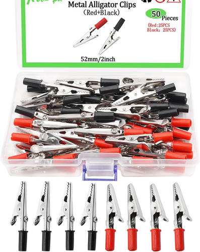 50 PCS 52 Mm/2 Inch Metal Alligator Clips Red+Black Kit Alligator Clips ...