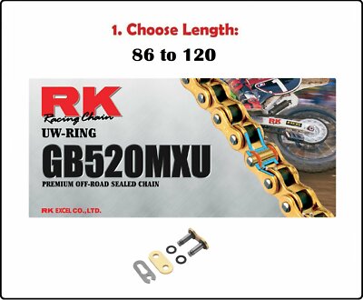 RK Chains 520 MXU Xring Sealed Motorcycle Drive Chain Gold with Clip ...