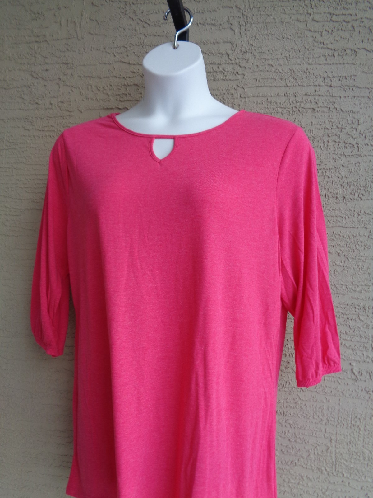 Just My Size 1X Tunic Top3/4 Sleeve Key Hole Neckline High Low Fluid ...