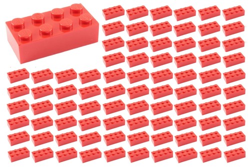 ☀️100 NEW LEGO 2x4 RED Bricks (ID 3001) BULK Parts star wars city town ...
