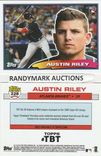 Austin Riley ATLANTA BRAVES TOPPS 2019 THROWBACK 1988 BIG BASEBALL TBT ...