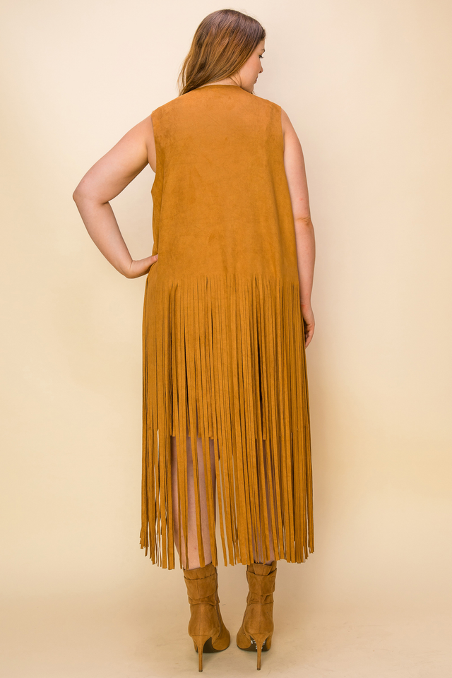 NEW VOCAL FAUX SUEDE MIDI VEST western BOHO fringe WOODSTOCK hippie natural S-3X | eBay