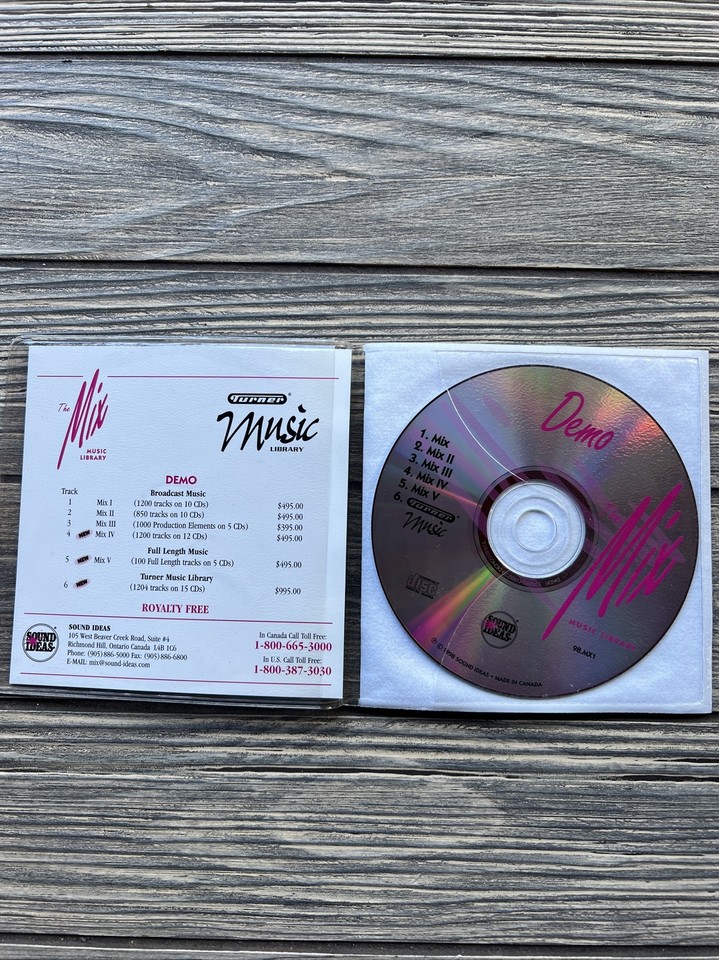 Promo CD Turner Music Library The Mix Demo Broadcast Sound Ideas Mix I ...