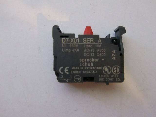 Sprecher Schuh D7-x01 Contact Block Screw Cartridge 1nc Series a D7 X10 ...