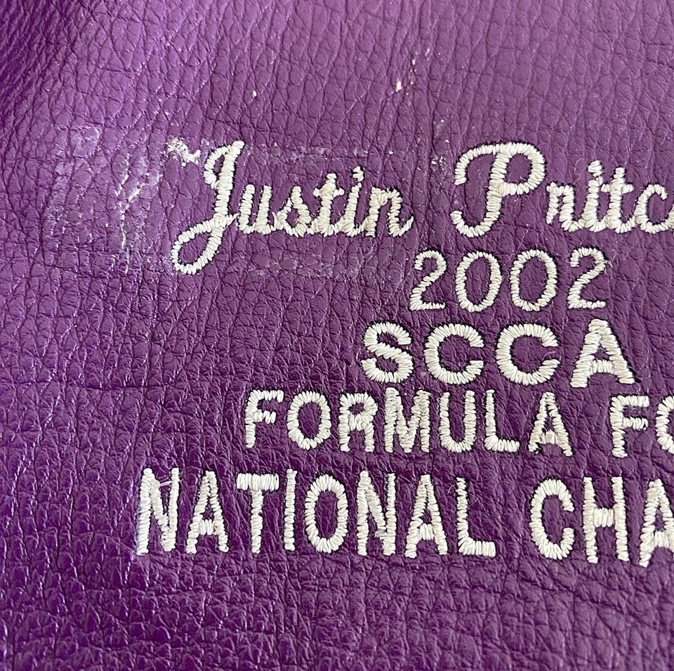 HOOSIER TIRES LEATHER PURPLE RACING JACKET 2002 SCCA FORMULA CHAMP ...