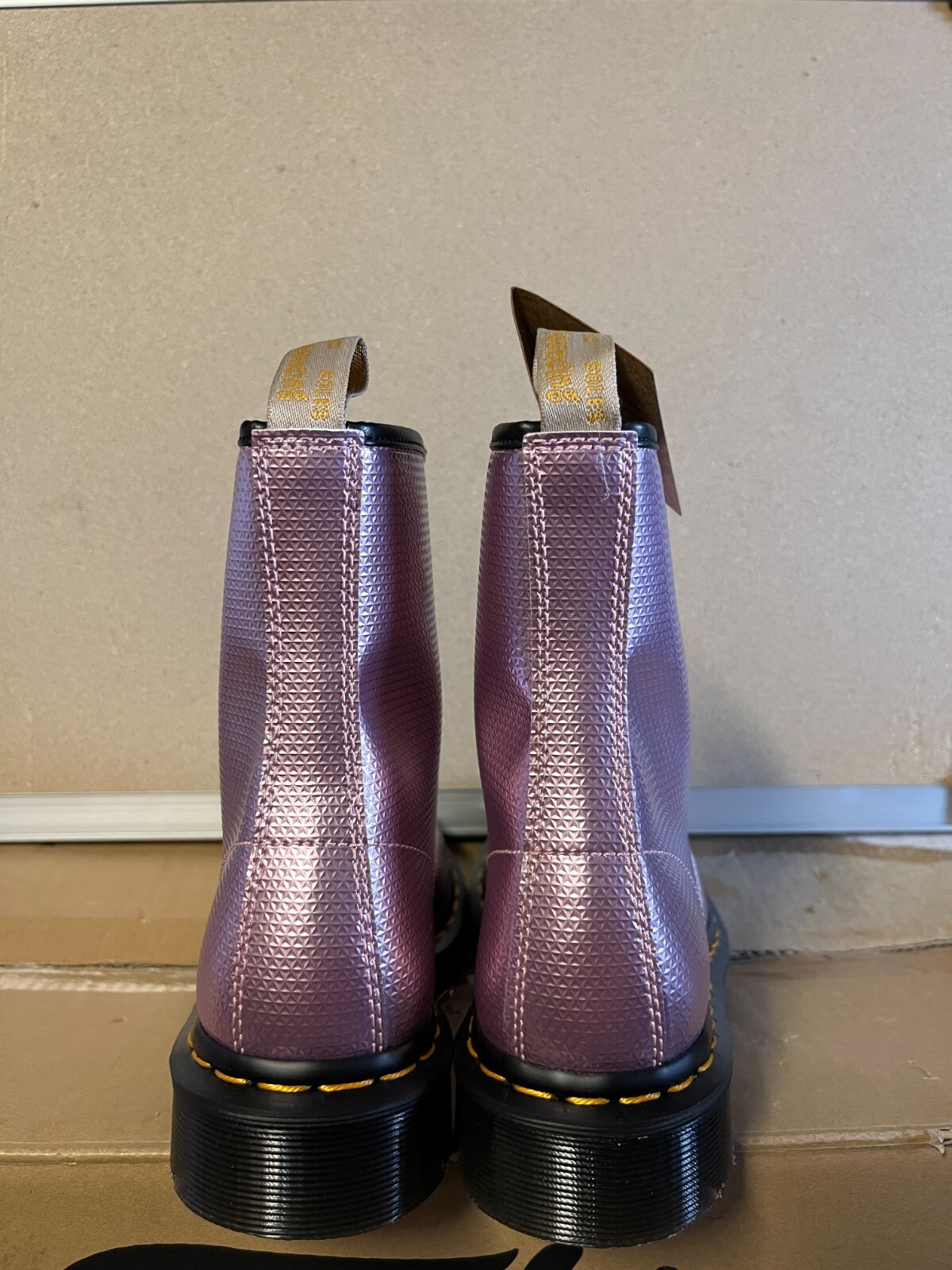 Dr Doc Martens Vegan 1460 Lavender Pink Metallic Combat Boots Women ...