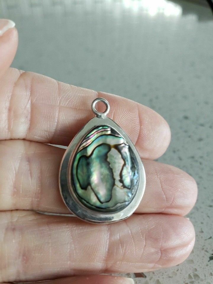 Sterling Silver 925 Vintage Abalone Shell Pendant Gorgeous! | eBay