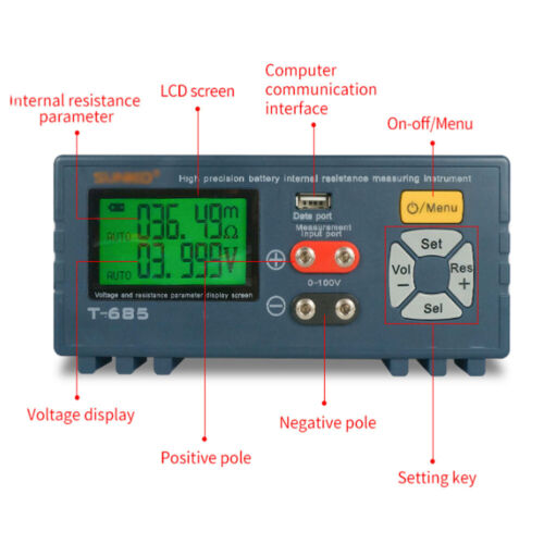 T-685 Battery Voltage Internal Resistance Tester Lithium Iron Phosphate ...