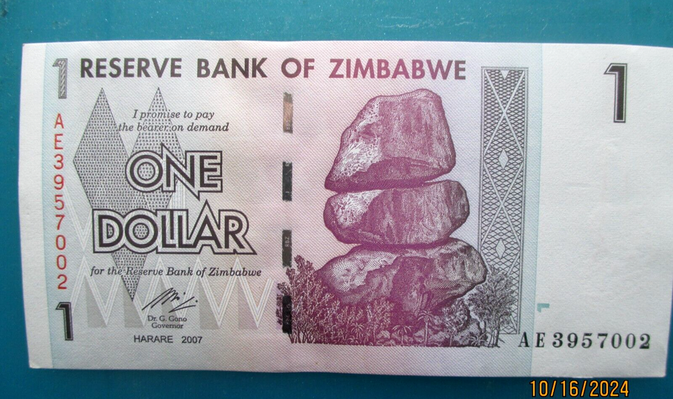 Zimbabwe, 1 Dollar, 2007, Banknote World Currency UNC | eBay