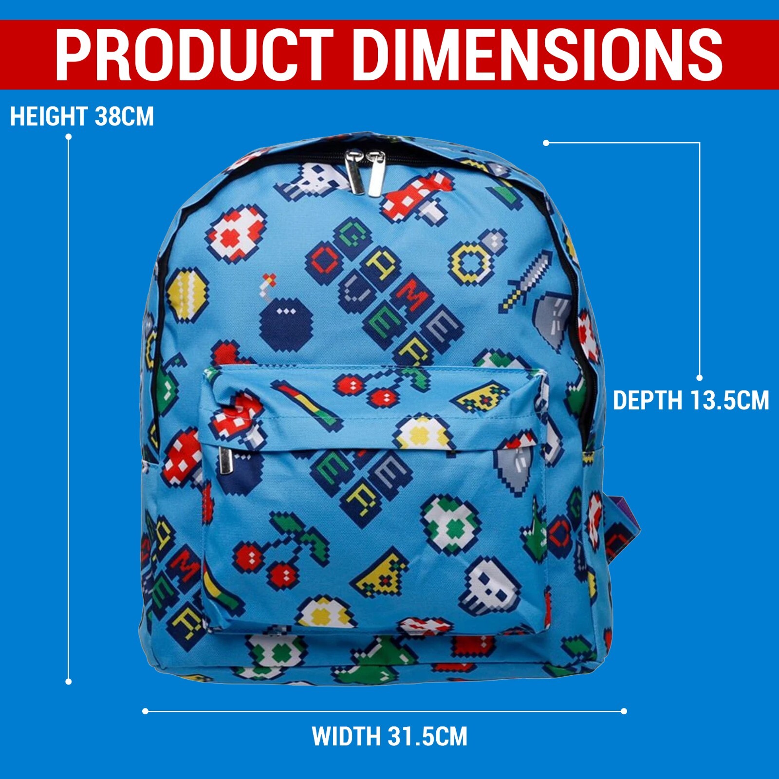 Game Over Backpack Bag Rusksack VidoeGamer School Sports Travel Retro ...