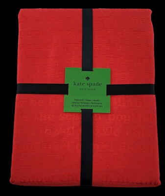 Kate Spade New York Red "All the Trimmings" 60" x 102" tablecloth..NEW ...