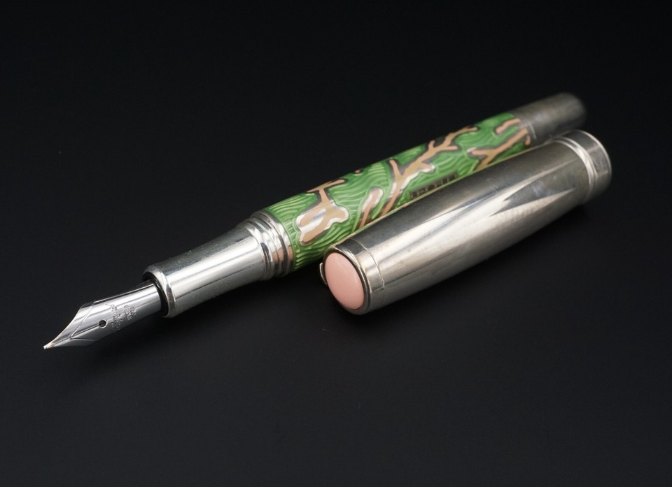 Chopard Sterling 18k Pink Coral Green Enamel Fountain Pen Limited ...