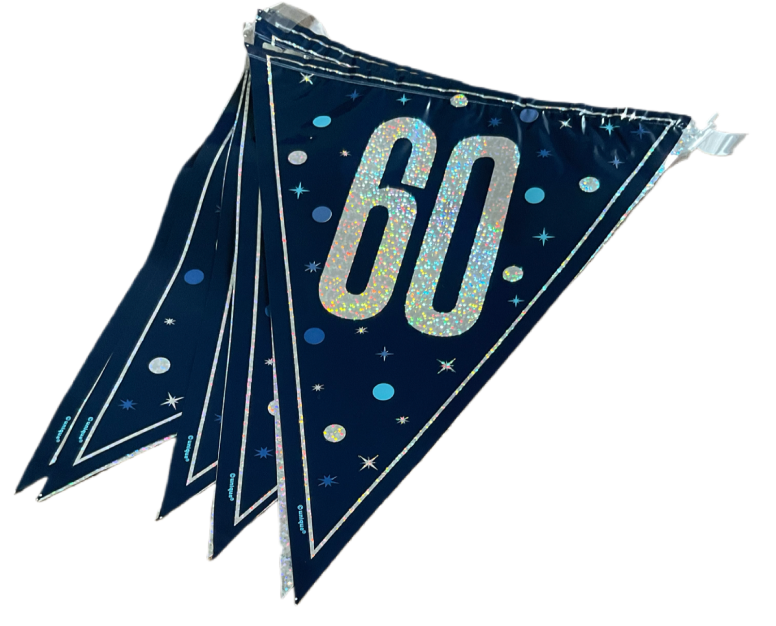 Navy Blue Silver 60th Birthday Party Bunting Flags Banner 60th Party ...