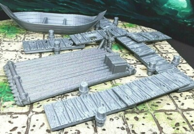 10 Piece Boats, Raft & Dock Set Scatter Terrain Dungeons & Dragons Mini ...