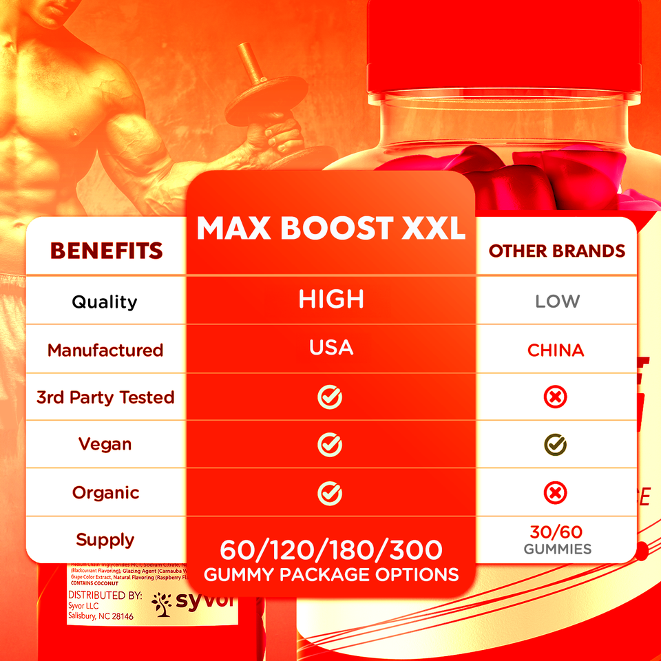 (5 Pack) Max Boost XXL Male Gummies MaxBoost XXL Advanced Supplement ...