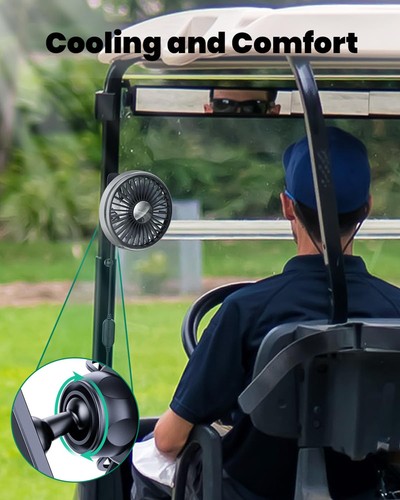 Portable Golf Cart Fan, USB Powered Fan for EZGO/Yamaha/Club Car, 3 ...
