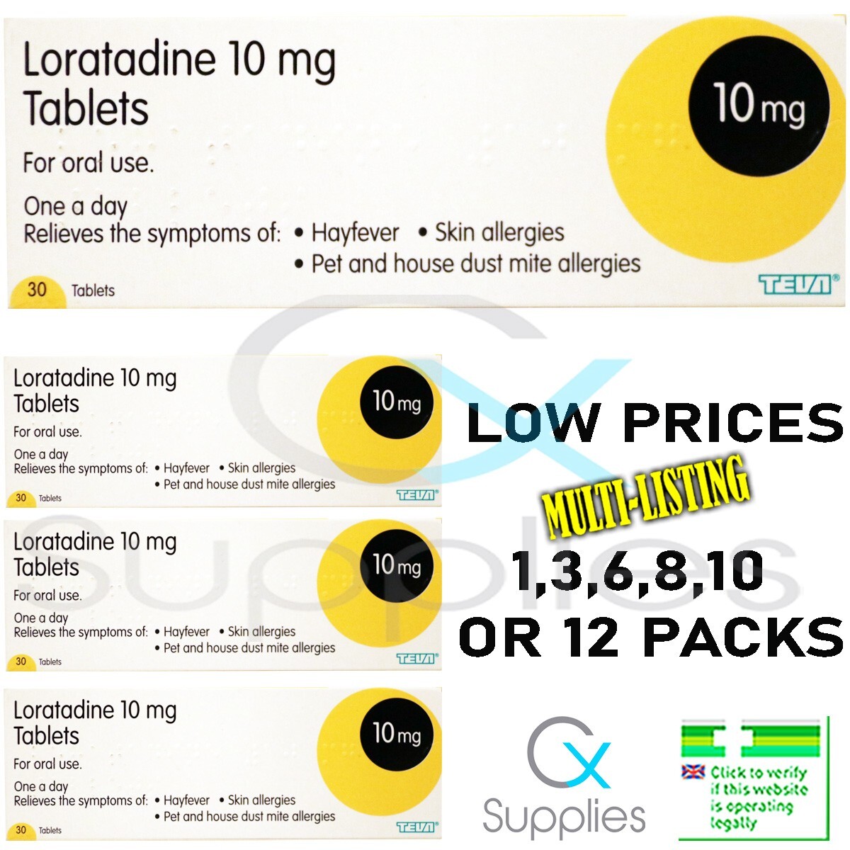 Loratadine Hayfever & Allergy Tabs 12 X 30 Only Almus BRAND in Stock ...