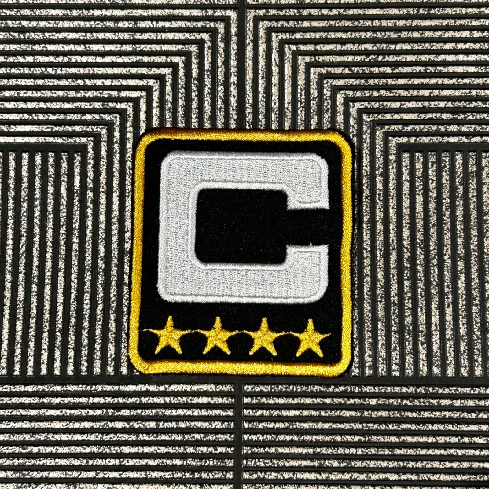 Captain Patch NFL style American Football - Silver & Gold on Black - 2 ...