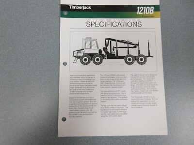 Timberjack 1210B Forwarder Sales Sheet 2 Pages | eBay