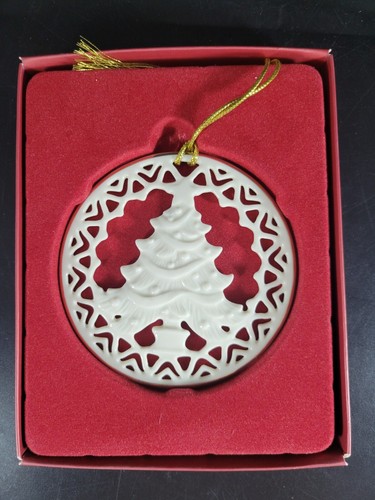 Lenox White Christmas Tree Wreath Ornament Xmas w/ Box | eBay