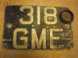 GREAT BRITAIN ENGLAND MOTORCYCLE LONDON REAR 1950s # 318 GME LICENSE ...