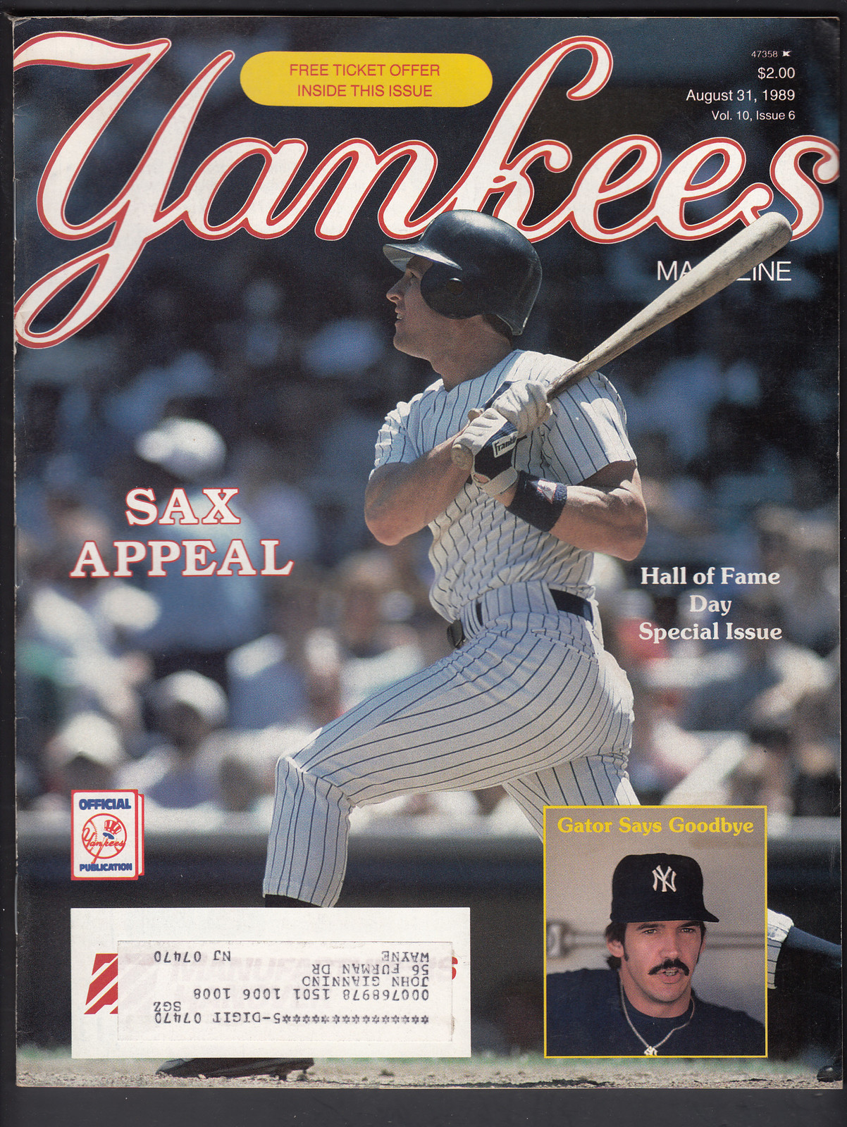 Vintage Steve Sax 1989 New York Yankees Magazine Ron Guidry Retirement ...