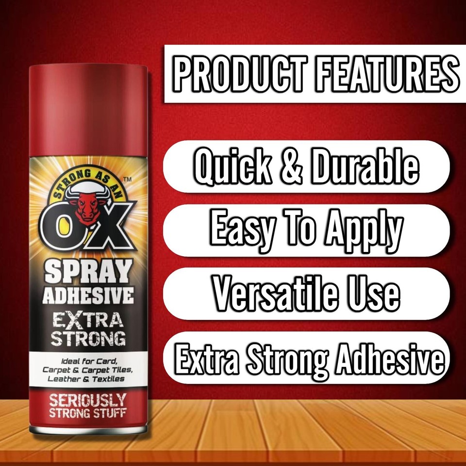 STRONG AS AN OX SPRAY ADHESIVE STRONG CARPET ADHESIVE MULTI-PURPOSE ...