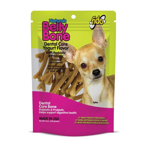 Fido Naturals Mini Belly Bone Dog Treats Dental Care for Small Dogs 8oz ...