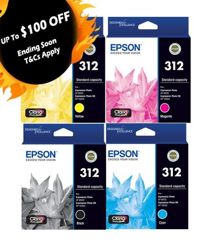 EPSON 4x Colour B,C,M,Y (312) Ink Set Expression Photo HD XP-8500 ...