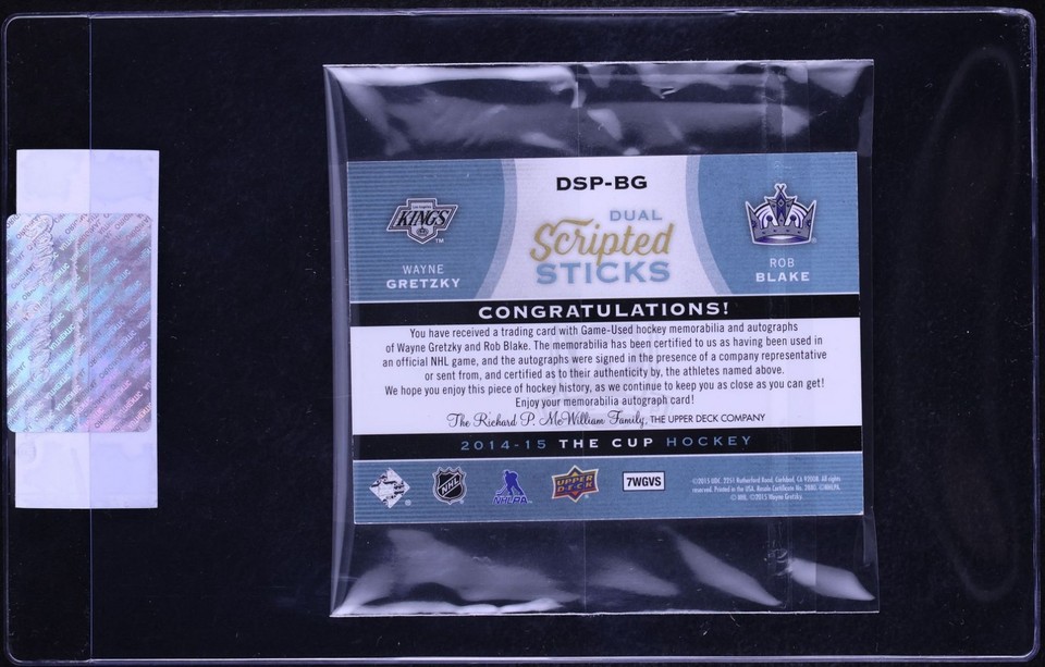 2014 WAYNE GRETZKY - ROB BLAKE UD THE CUP SCRIPTED STICKS DUAL #DSP-BG ...