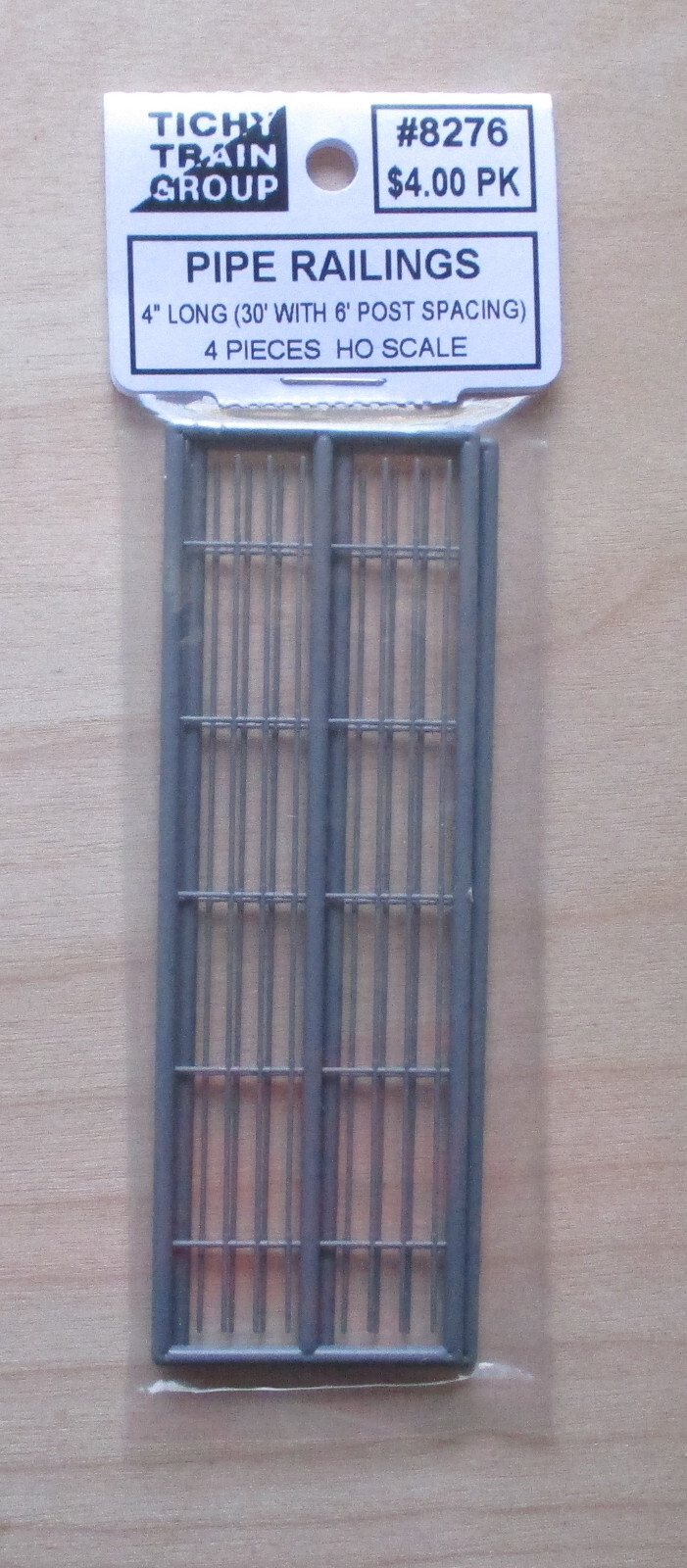 HO 4" Triple Rail Pipe Railing (4) Model Railroading Diorama Tichy ...