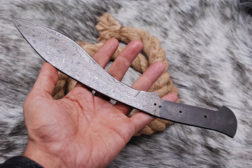 HANDMADE DAMASCUS STEEL HUNTING GURKHA KUKRI BLANK BLADE KNIFE 122 | eBay