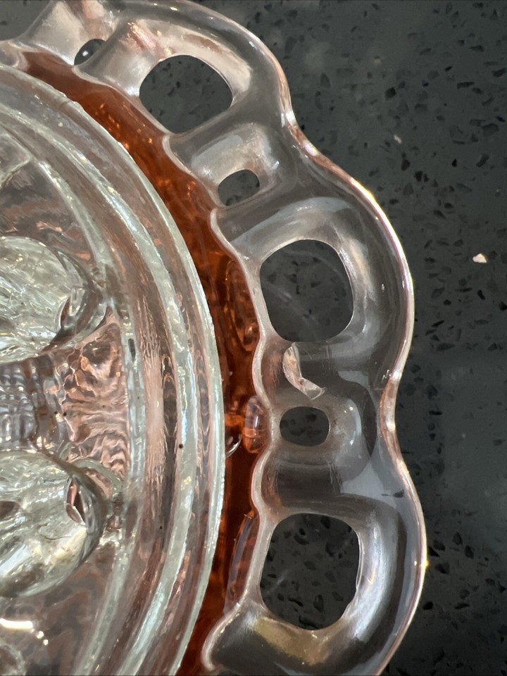 Vintage Anchor Hocking Glass Open Lace Pink Cupcake Glass Bowl w ...