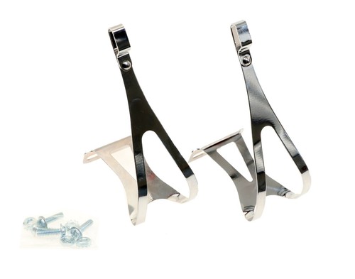 Chien King Single Strap Steel Toe Clips Large Silver w/ Bolts Bike Clip ...