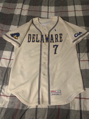 Wilson Delaware Blue Hens Baseball Jersey Size 46 Cream | eBay
