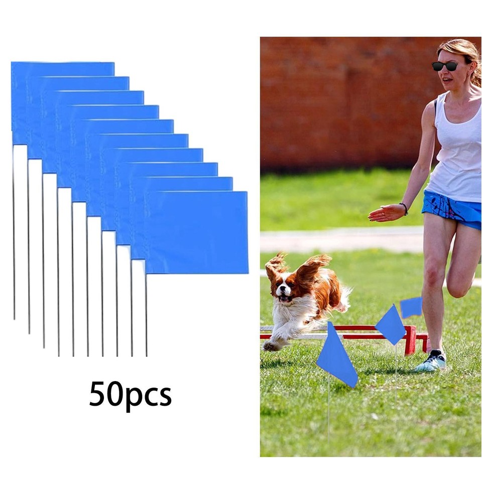 50x Blue Marking Flags Multipurpose Marker Flags for Landscape Garden ...