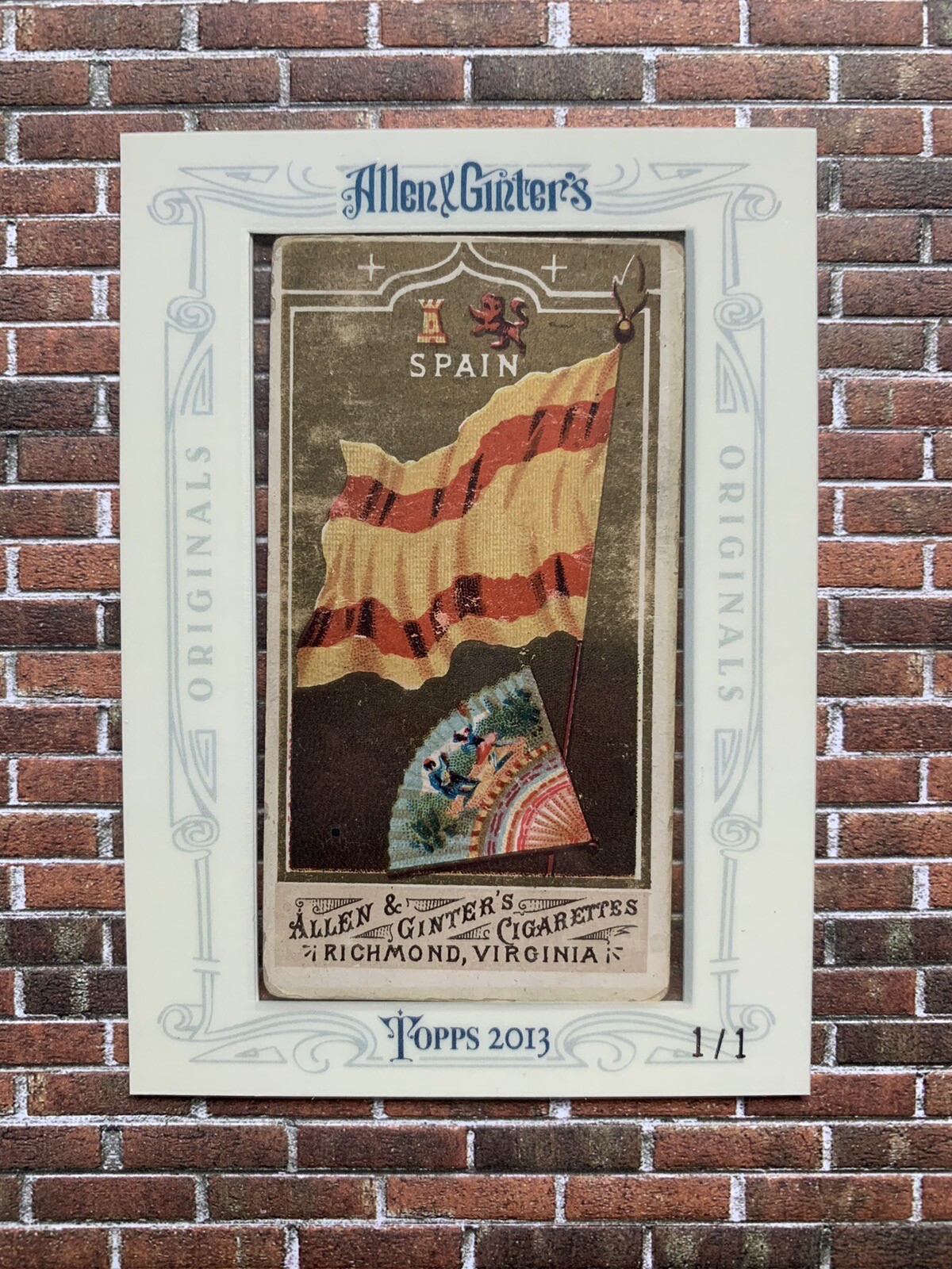 True 1/1 2013 Allen & Ginter Flags Of Nations Spain 🇪🇸 Framed Original ...
