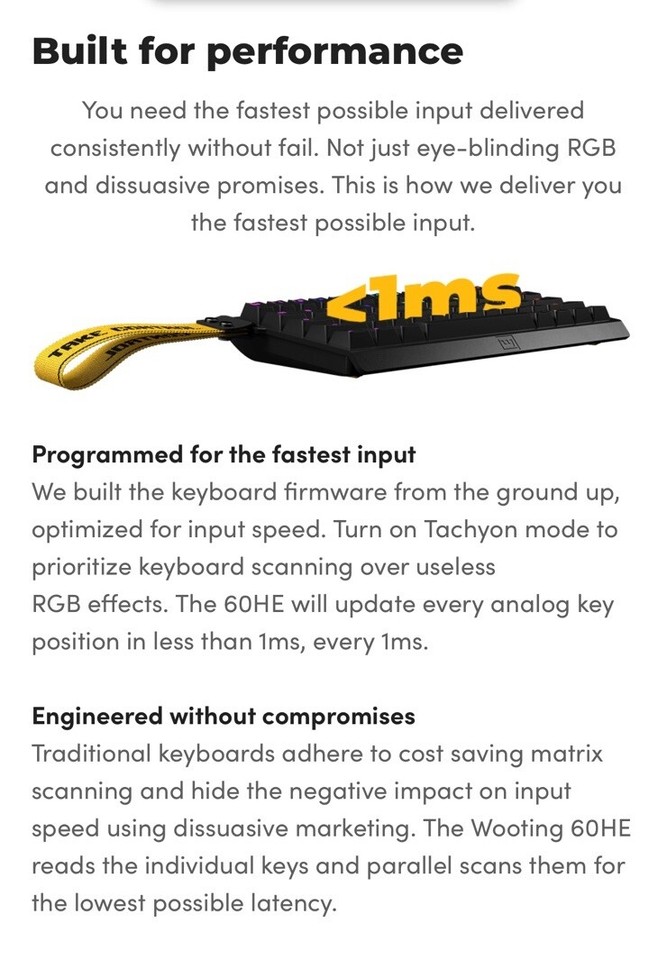 Wooting 60HE+ Mechanical 60% Keyboard Rapid trigger Tachyon mode Analog ...