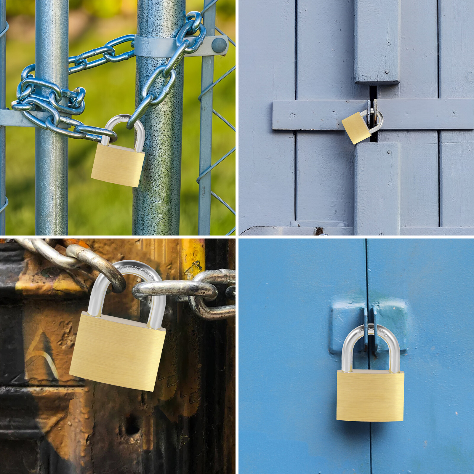 3Pcs Padlock with Keys 1-9/16inch Wide Solid Brass Padlock Keyed Alike ...