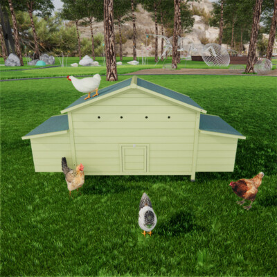 Wooden Hen House Outdoor Chicken Coop Poultry Cage with 2 Sides Large ...