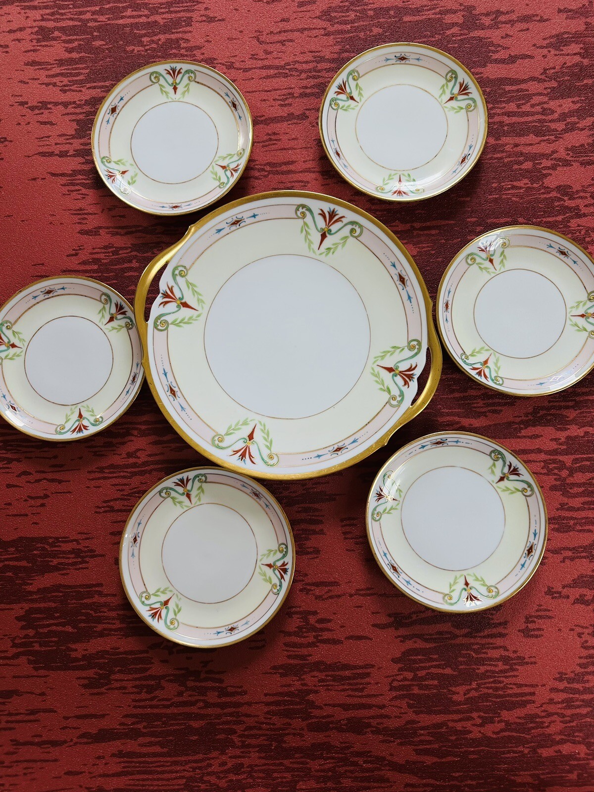 Set Of 7 Jul H. Brauer Hand Painted Plates Gold Rim Very Rare Antique ...