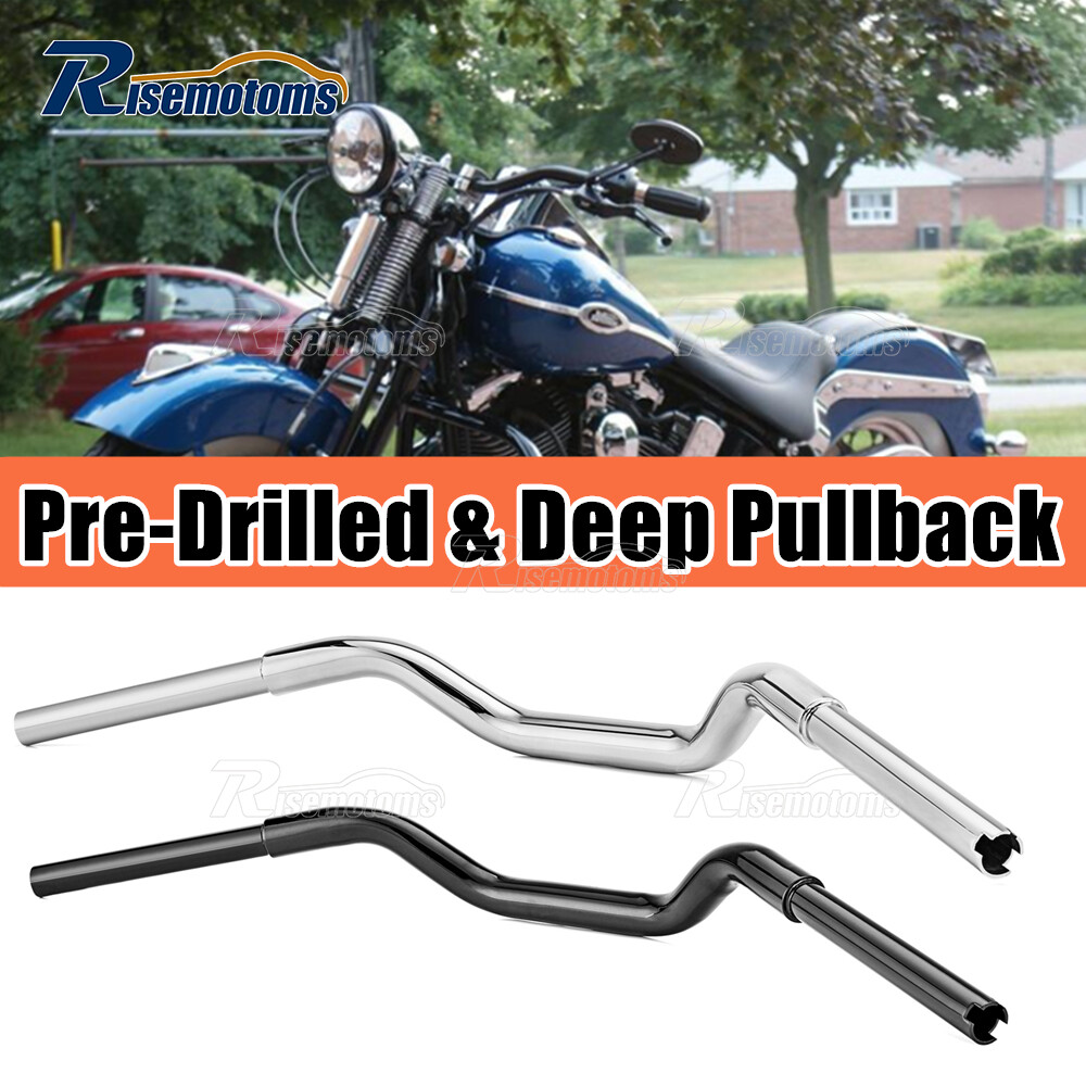 Flat Chrome Black Hefty Super Bars Drag Beach Bar Handlebars For Harley ...