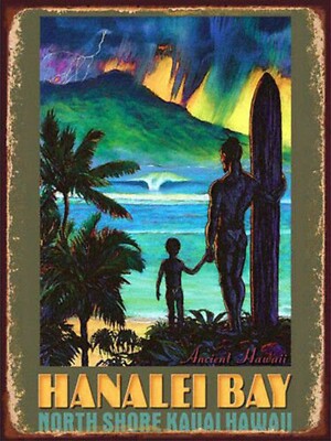 4" vintage art hanalei bay kauai hawaii decal sticker made in the usa ...